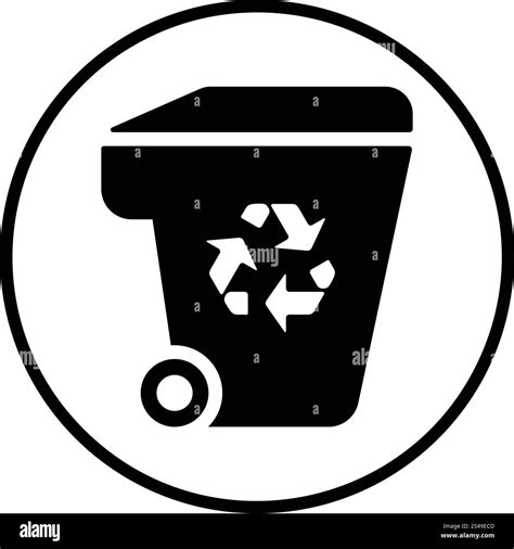 Garbage Container With Recycle Sign Icon Thin Circle Design Vector