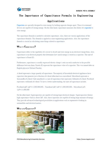 The Importance Of Capacitance Formula In Engineering Applications Pdf Capacitor Capacitance