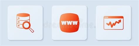 set website template server and graph chart infographic white square