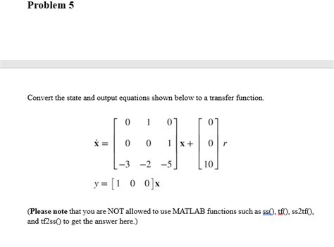 Solved Convert The State And Output Equations Shown Below To