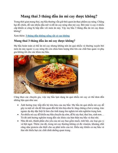 PPT Mang thai tháng đầu ăn mì cay được không PowerPoint Presentation ID
