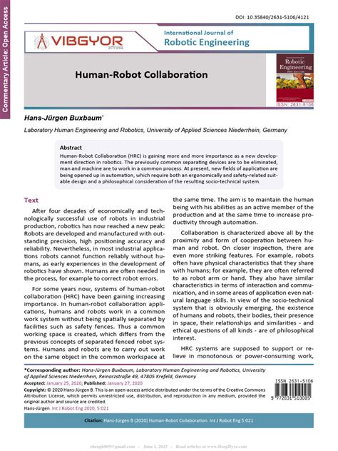 human robot collaboration pdf robot robotics
