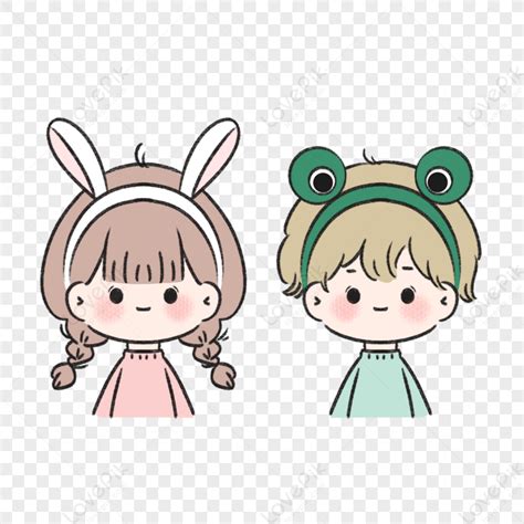 Couple Avatar Simple Cartoonhairpingreetingsgirls Png Image Free