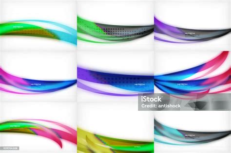 광택 웨이브 벡터 배경 설정 조명 효과와 질감 디지털 하이테크 미래의 템플릿 물결선 벡터 0명에 대한 스톡 벡터 아트 및 기타 이미지 Istock