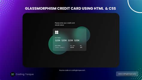 Glassmorphic Credit Card Using Html Css And Javascript Coding Torque