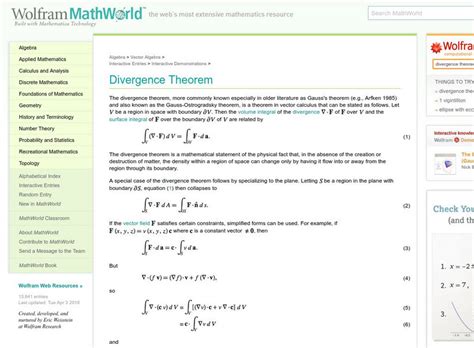 Wolfram Math World Divergence Theorem Handout For 9th 10th Grade Wolfram Math World Divergence Theorem Handout For 9th 10th Grade