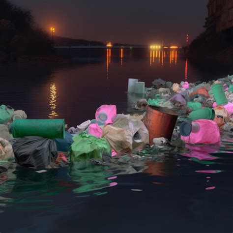 Premium Photo There Are Many Trash Bags And Garbage Bags Floating In