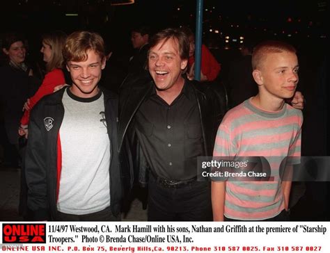 Westwood Ca Mark Hamill With His Sons Nathan And Griffith At The
