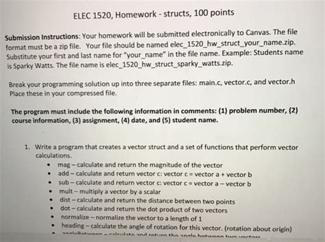 Solved Elec 1520 Homework Structs 100 Points Submission