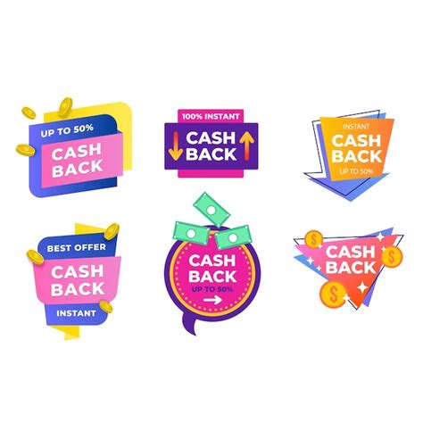 Premium Vector Set Collections Cashback Trendy Colorful Icon Sign