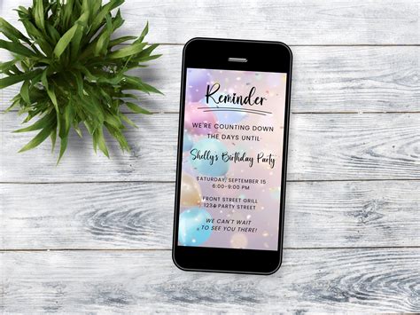 Party Reminder Template Editable Birthday Courtesy Text For Party Guests Digital Party Details