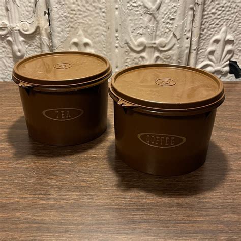 Vintage Tupperware Coffee And Tea Container Set Etsy