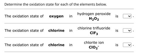 SOLVED: Determine the oxidation state for each of the elements below.