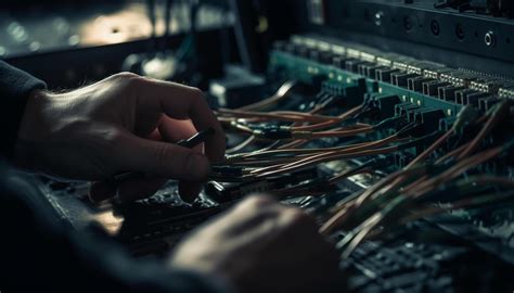 Expert Technician Installing Computer Equipment For Global Communication In Factory Generated By