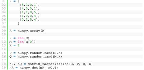 1 Import Numpy 02 03 Def Matrixfactorization R P