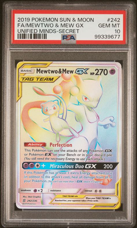 2019 Pokemon Sun And Moon Unified Minds Famewtwo And Mew Gx 242 Unified