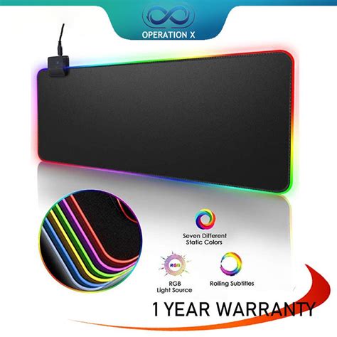 Rgb Gaming Mouse Pad Led Large Mouse Pad Anti Slip Rubber Base Computer Keyboard Usb 80cm X 30cm