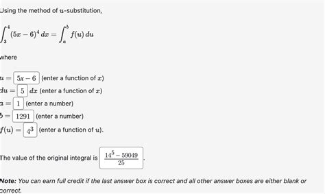 solved using the method of u substitution