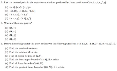 solved 7 list the ordered pairs in the equivalence
