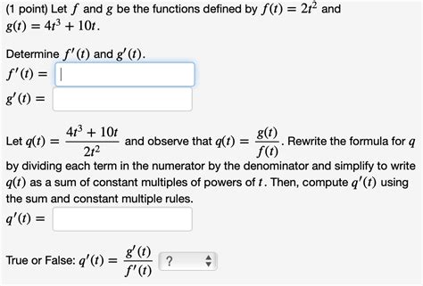 Solved 1 Point Let F And G Be The Functions Defined By Chegg Com
