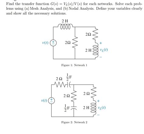 solved find the transfer function g s vl s v s for each