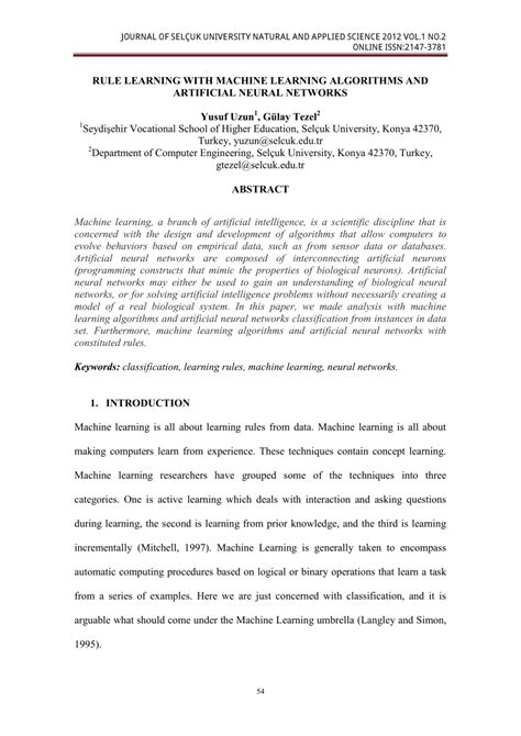 pdf rule learning with machine learning algorithms and artificial