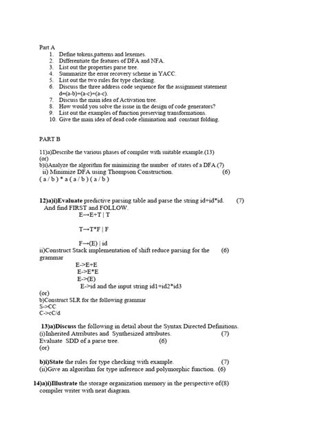 compilerdesignmodelquestionpaper download free pdf parsing compiler
