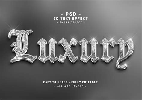 Premium Psd Luxury 3d Silver Glitter Text Style Effect