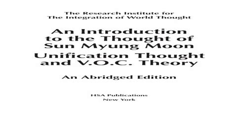 Pdf An Introduction To The Thought Of Sun Myung Moon · Roots In The Teachings Of The