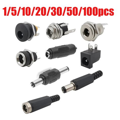 Dc Power Plug Socket Connector Macho E F Mea Jack Parafuso Porca Painel Adaptador De Montagem