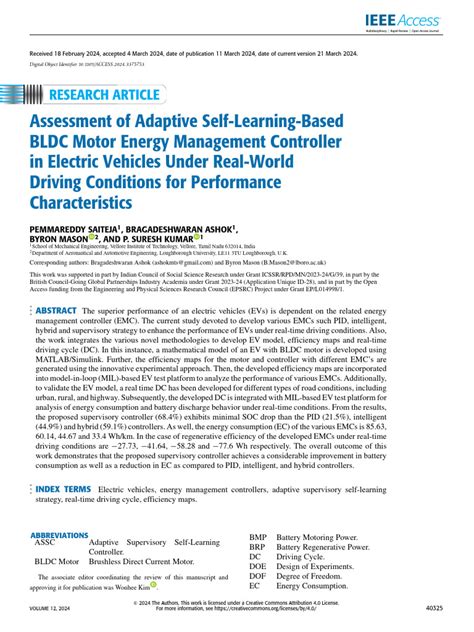 Assessment Of Adaptive Self Learning Based Bldc Motor Energy Management Controller In Electric