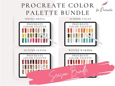 Seasons Procreate Color Palette Bundle Procreate Color Swatches Procreate Wedding Digital