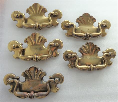 Large Antique Brass Drop Pulls 35 In Centers 5 Dresser Etsy