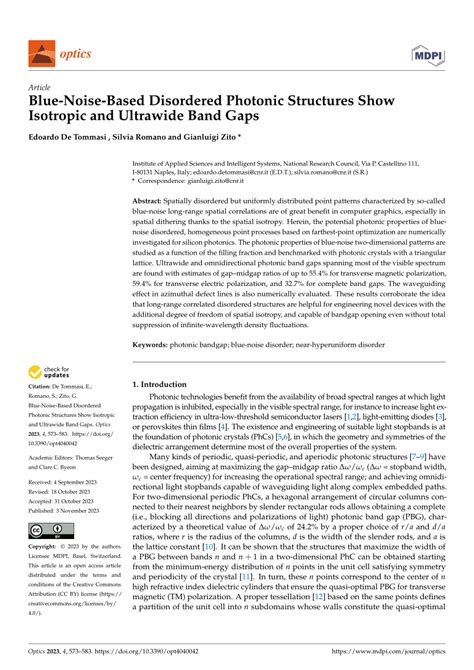 Pdf Blue Noise Based Disordered Photonic Structures Show Isotropic