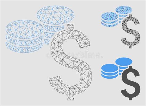 Dollar Coins Vector Mesh Wire Frame Model And Triangle Mosaic Icon Stock Vector Illustration