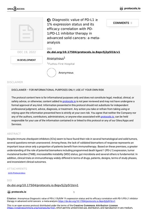 Pdf Diagnostic Value Of Pd L1 ≥ 1 Expression Status And Its Efficacy
