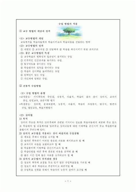 교수 방법의 개념과 수업 방법