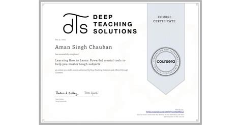 Aman Singh Chauhan On Linkedin Completion Certificate For Learning How To Learn Powerful