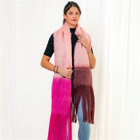 Bufanda Mohair Color Block Rosa La Moderna Singular