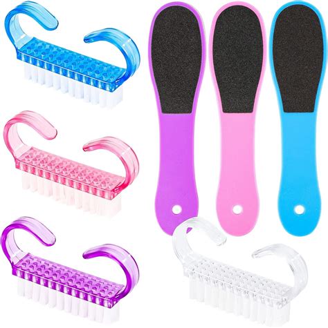 4pcs Mini Small Nail Brush With 3pcs Double Sided Foot Files