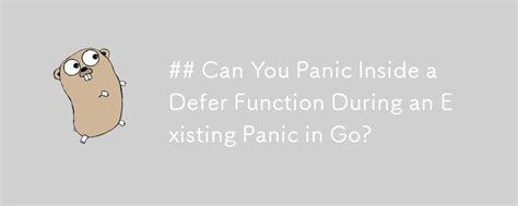 在 go 中現有的恐慌期間，你可以在 defer 函數內部發生恐慌嗎？ golang php中文網