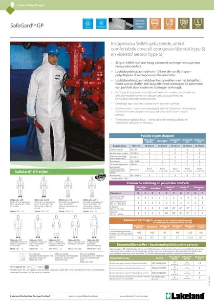 Safegard Gp Data Sheet Datasheet Lakeland Industries Global Ppe