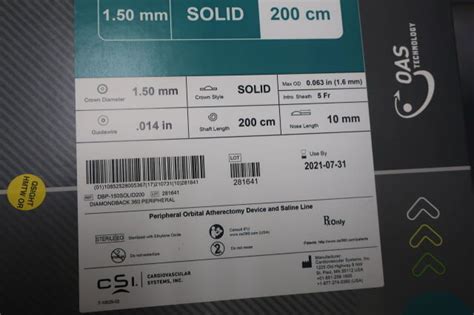 New Csi Dpb 150solid200exp Peripheral Orbital Atherectomy Device And Saline Line 1 50 Mm Solid