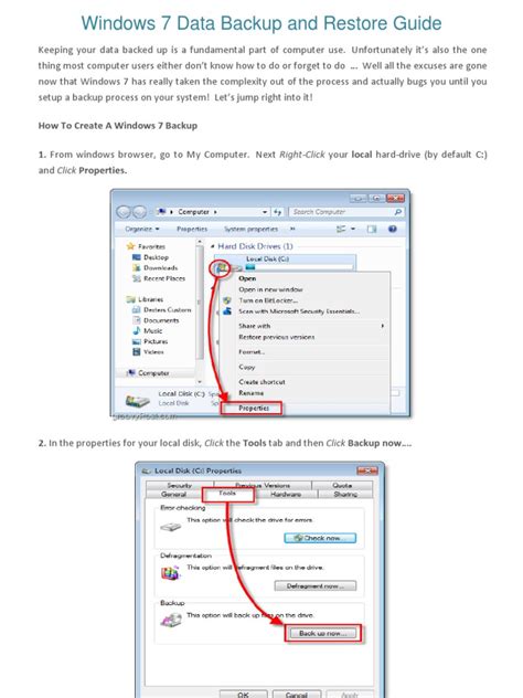 Windows 7 Backup Restore System Imaging Guides Pdf Backup Booting