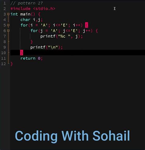 Pattern 27 C Programming Coding With Sohail Shorts Youtube
