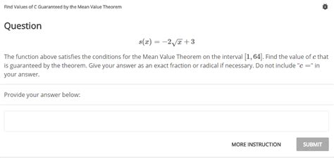 Solved Find Values Of C Guaranteed By The Mean Value Theorem Chegg