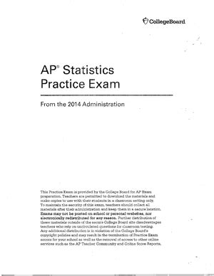2016 AP Statistics Practice Exam MCQ AP Statistics Practice Exam From The 2016