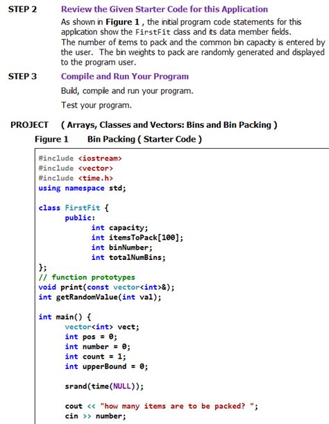 Project Arrays Classes And Vectors Bins And Bin
