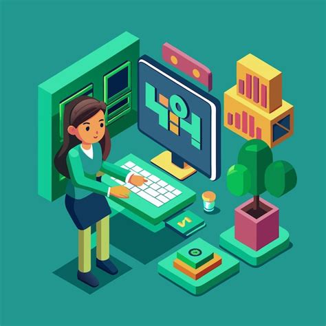 Premium Vector Isometric Illustration Of A Woman Focused On Her