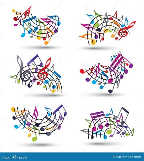 Bright Jolly Vector Staves With Musical Notes On White Background